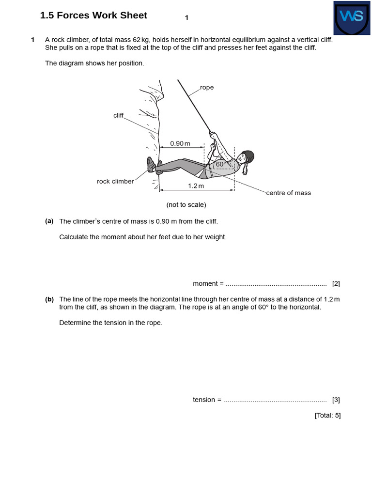 1.5 Forces Worksheet | PDF | Force | Tension (Physics)