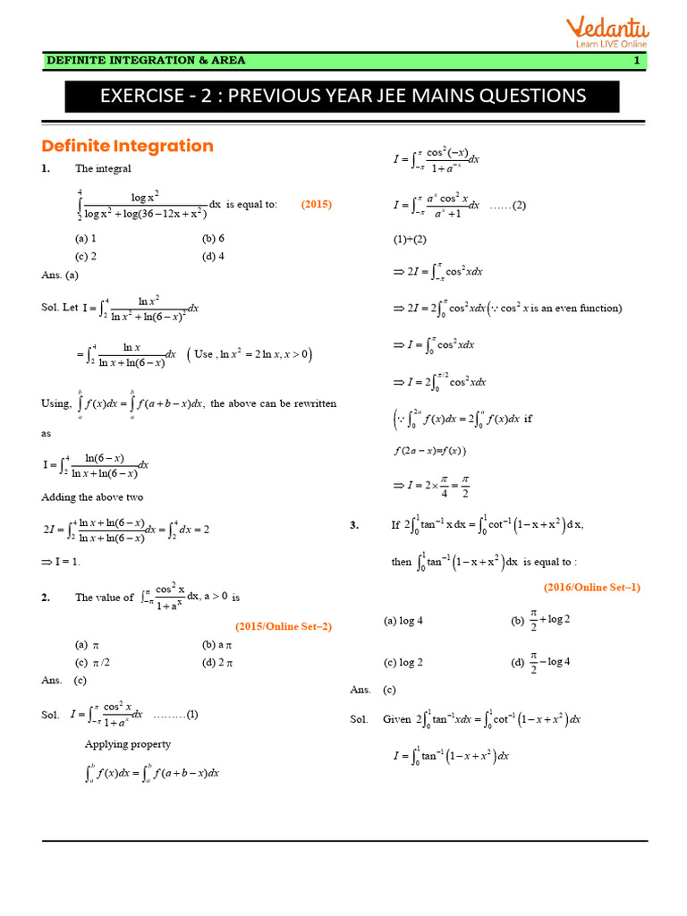 Definite Integration - Area - (Ex.2) | PDF | Mathematical Relations | Mathematical Objects