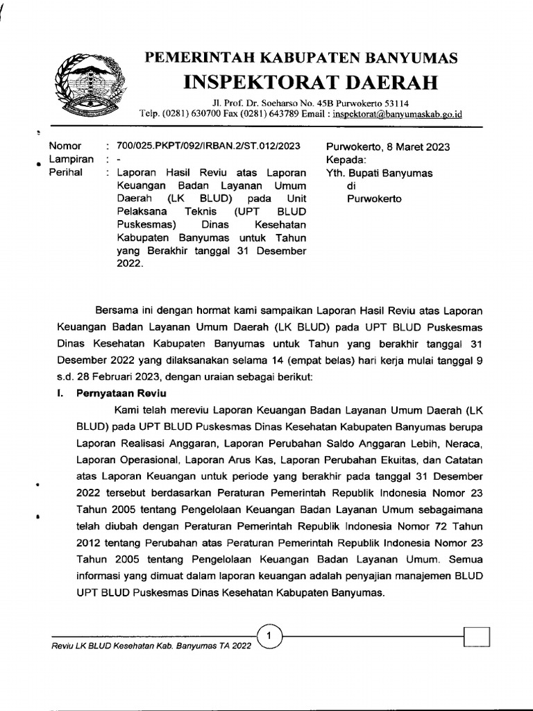 LHP LK Blud Puskesmas | PDF