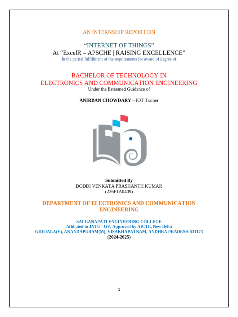 IOT INTERNSHIP | PDF | Cloud Computing | Internet Of Things