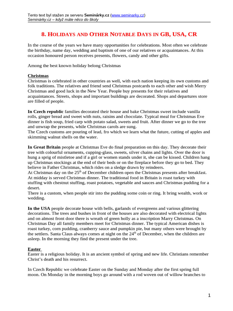 8 Holidays and Other Notable Days | PDF | Christmas | Halloween