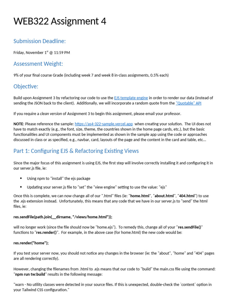 Web322 Assignment 4 Zdd Pdf Computer File Html