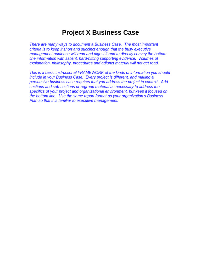 Project X Business Case Framework | PDF | Return On Investment | Economies