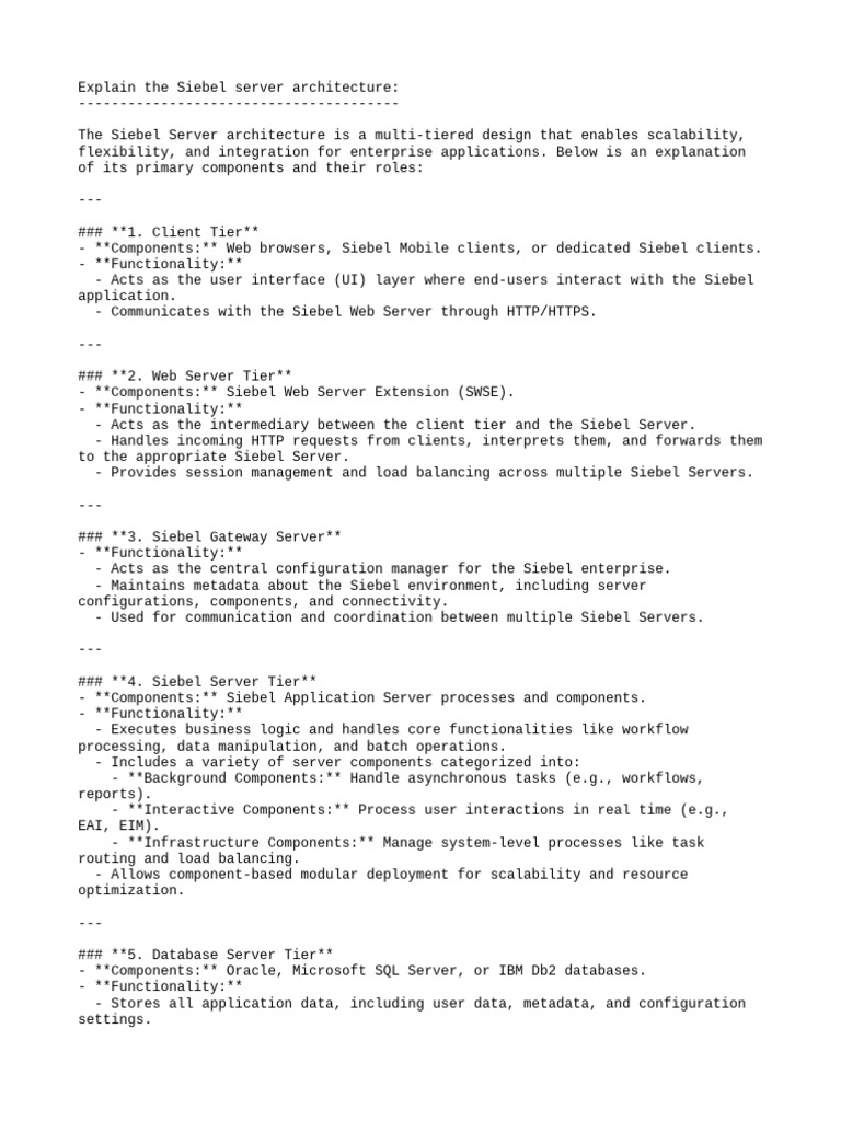 Siebel Server Architecture | PDF | Databases | World Wide Web