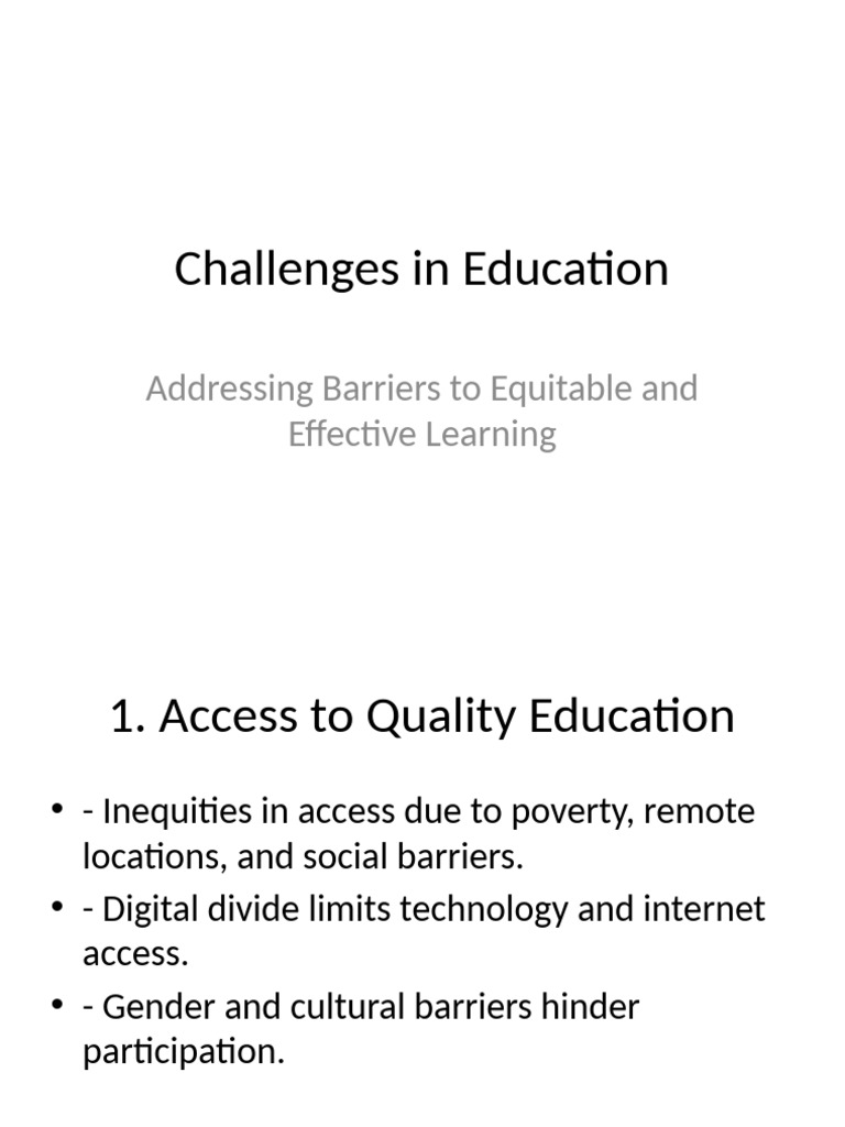 Barriers to Equitable Education Solutions | PDF