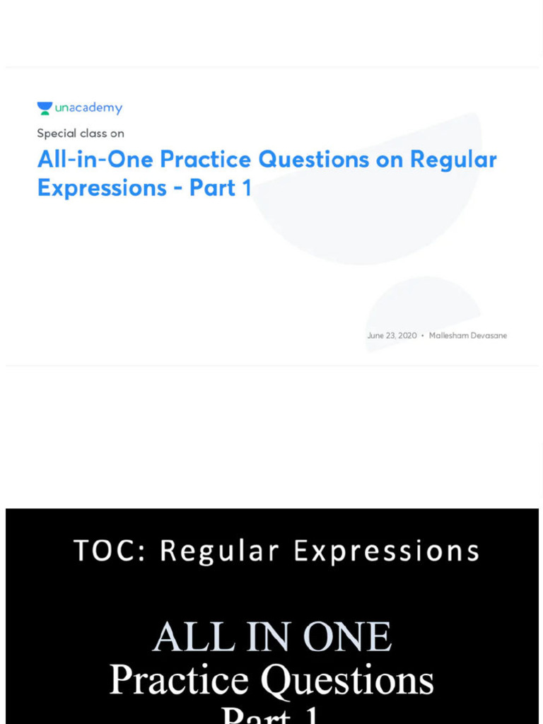 All in One Practice Questions On Regular Expressions Part 1 | PDF
