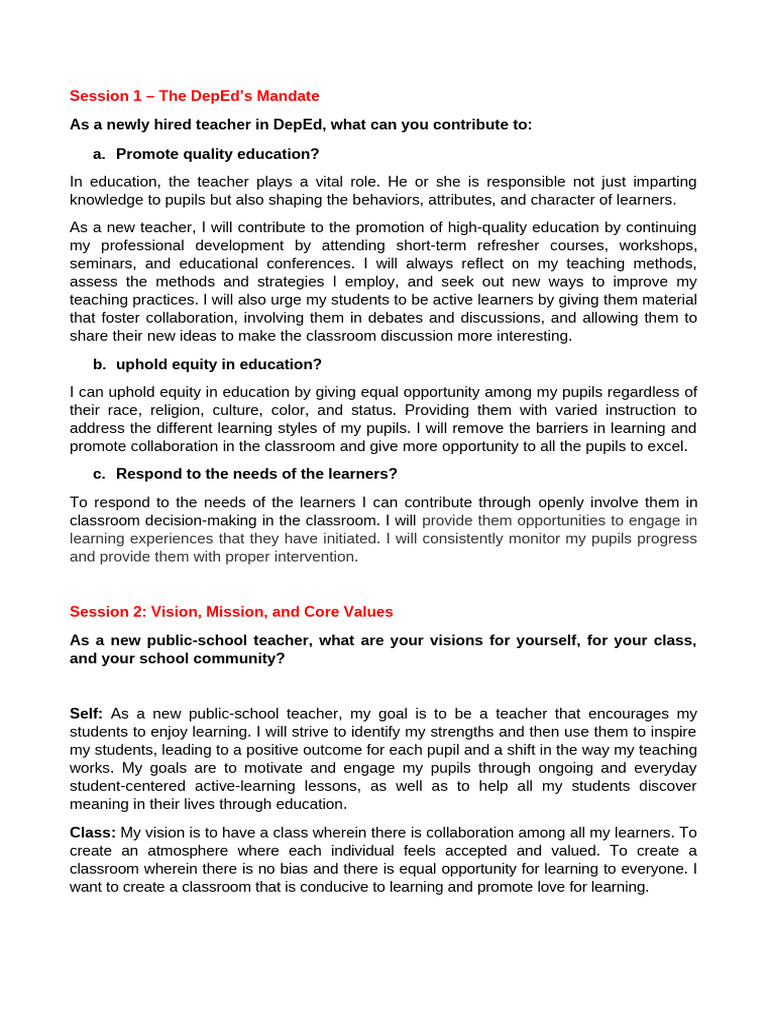 TIP-COURSE-1-ANSWERKEY | PDF | Learning | Teachers