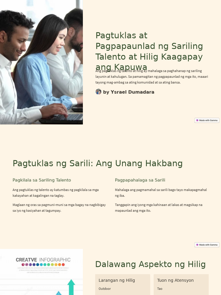 Pagtuklas at Pagpapaunlad NG Sariling Talento at Hilig Kaagapay Ang ...
