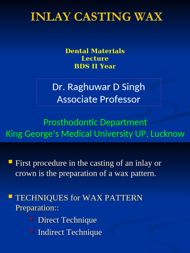 Inlay Wax Techniques and Properties | PDF | Wax | Thermal Expansion