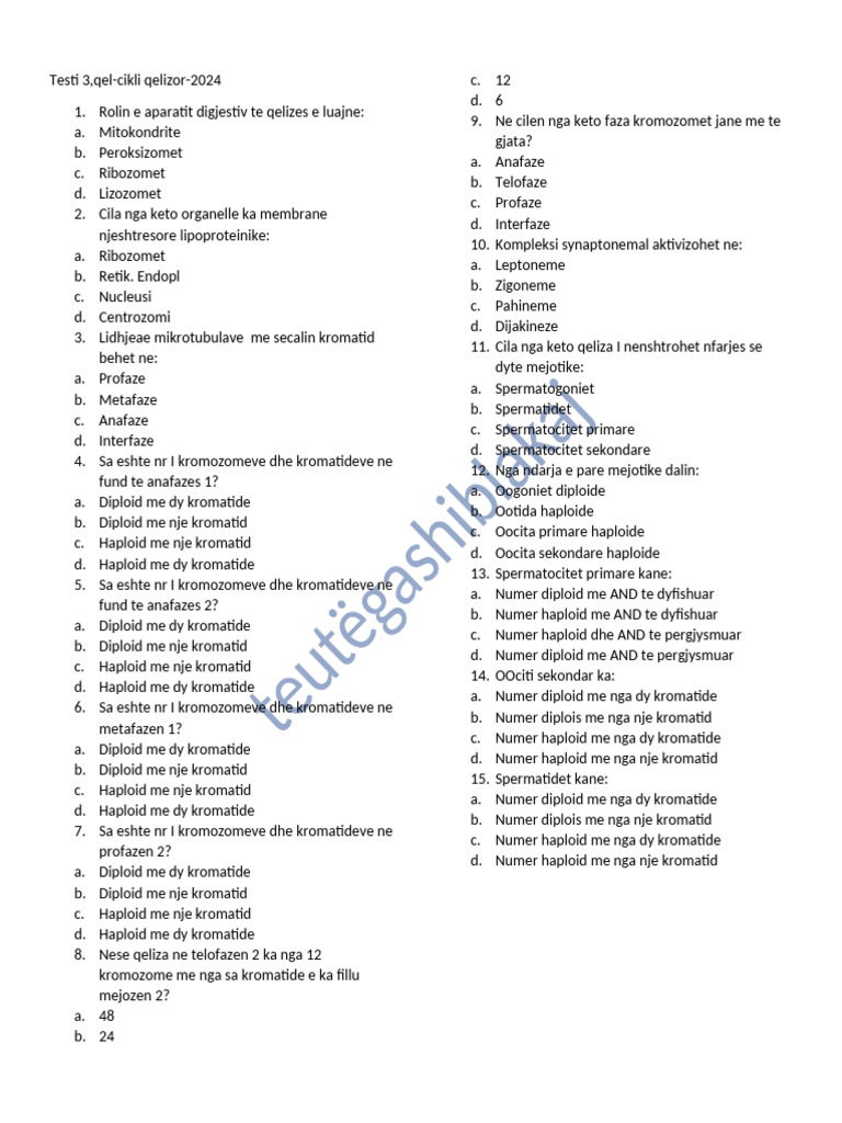 Testi 3 Qel Cikli Qel 2024 | PDF
