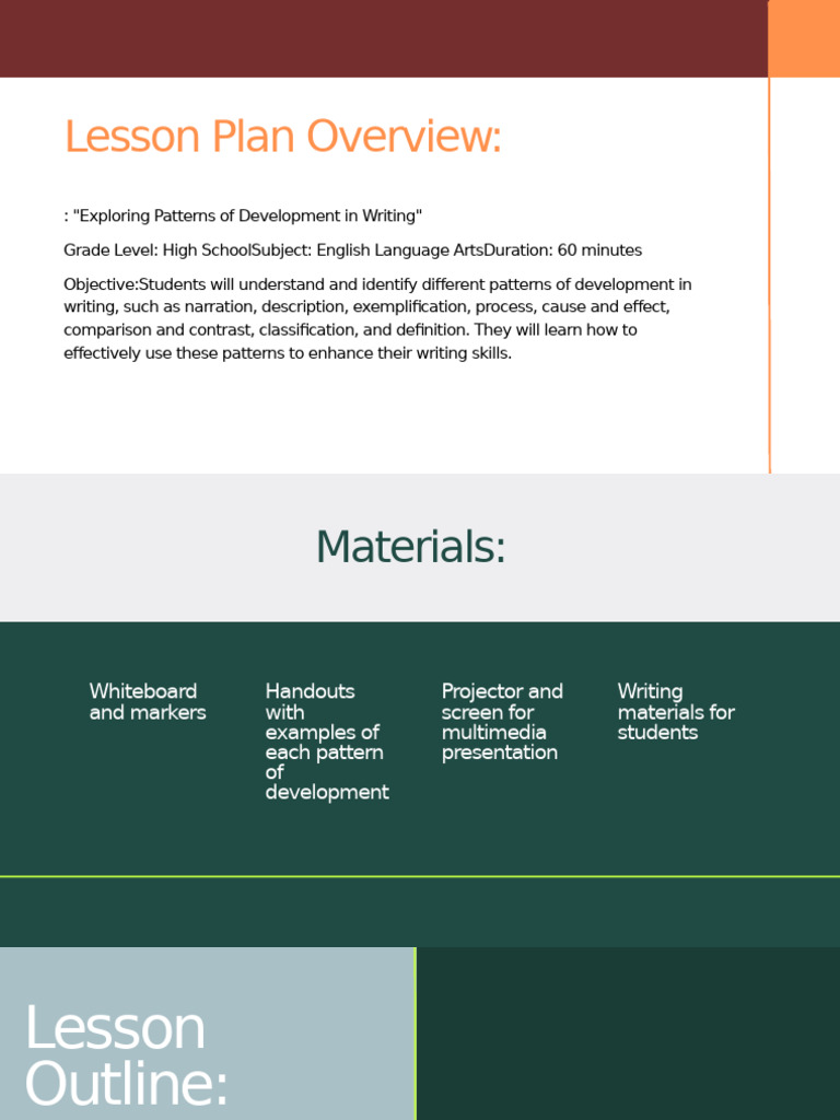 Create A Lesson Plan in Patterns of Development - Presentation | PDF ...