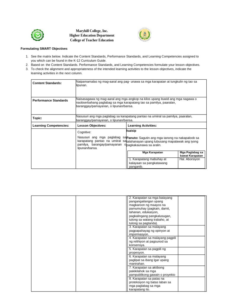 Formulating SMART Objectives | PDF