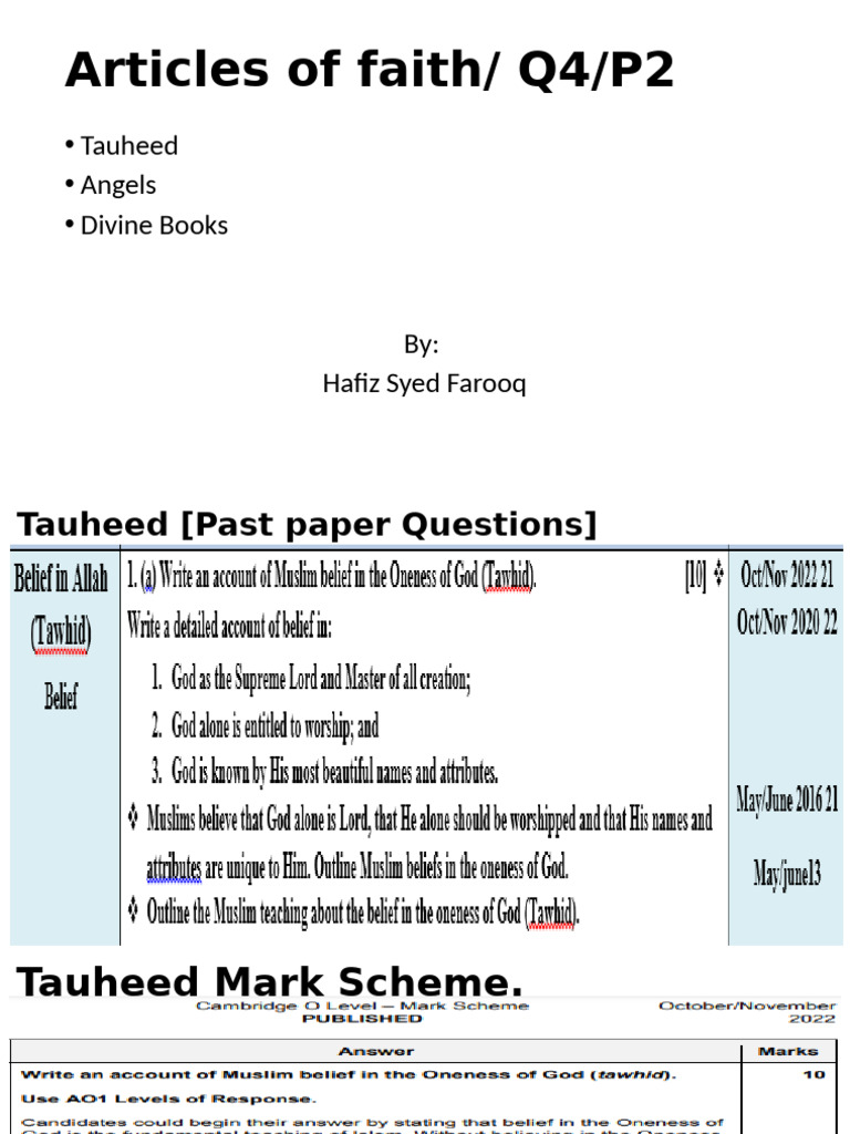 Articles of Faith.-1 | PDF | Prophets And Messengers In Islam | Tawhid