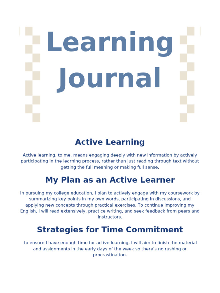Learning Journal Unit 7 | PDF