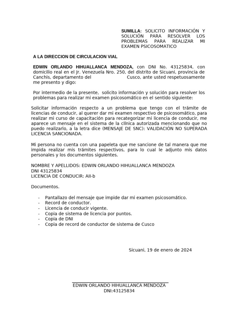 SOLICITUD DE SOLUCION DE PROBLEMA | PDF