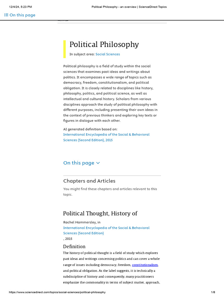 Political Philosophy - An Overview - ScienceDirect Topics | PDF ...