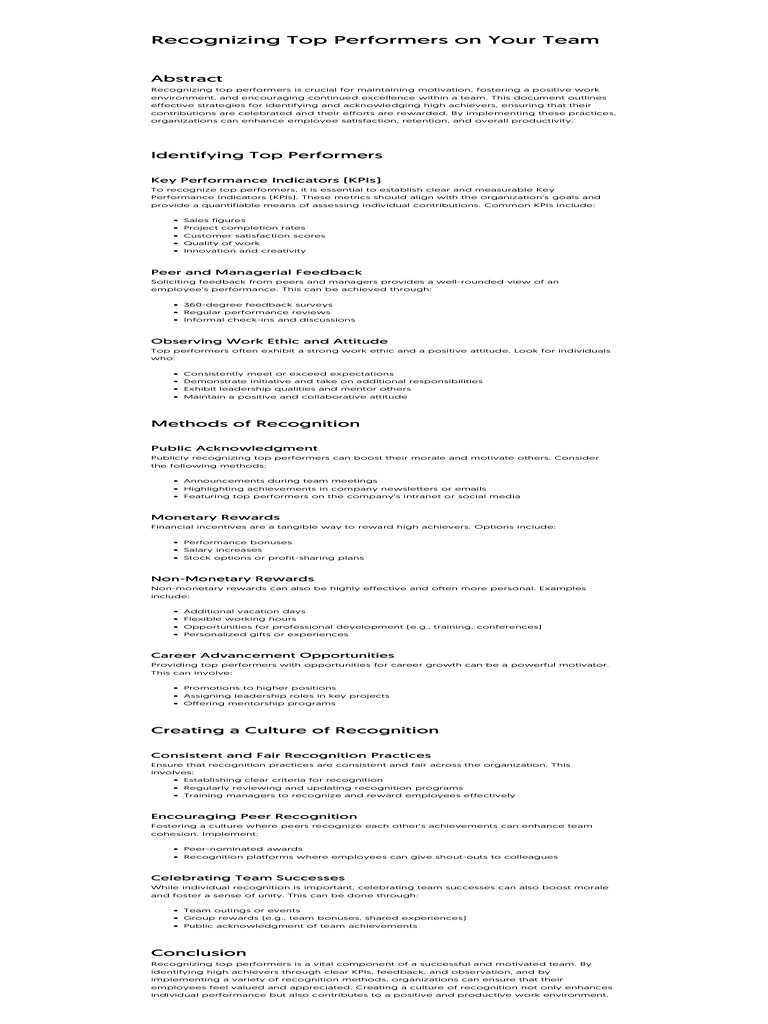Recognizing Top Performers on Your Team | PDF | Performance Indicator ...