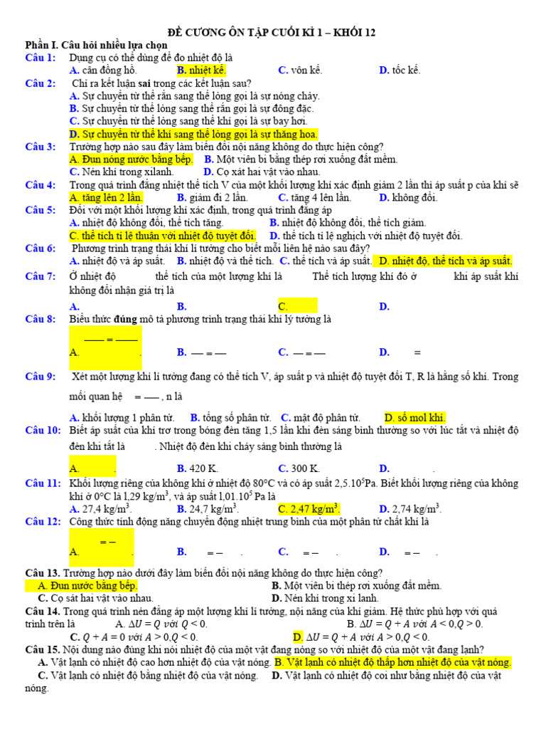 ĐỀ CƯƠNG CK1 LÍ 12 - Copy | PDF