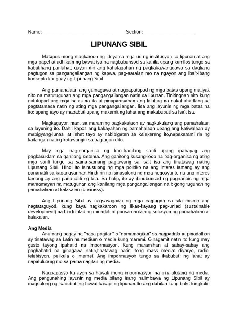 Lipunang Sibil | PDF