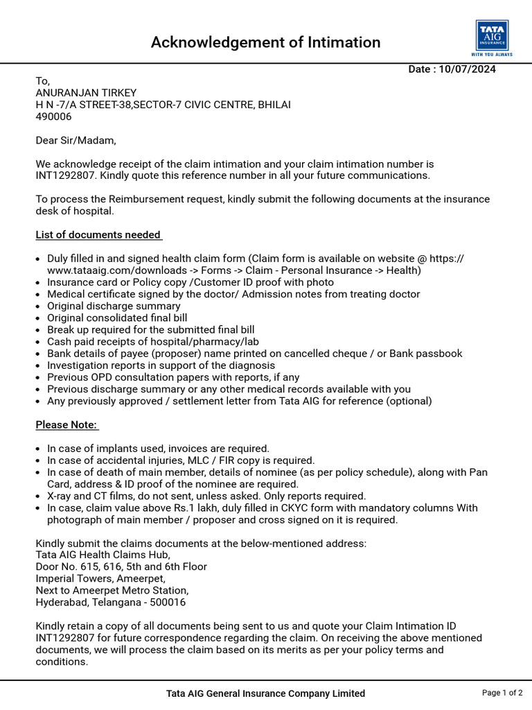 Insurance Claim Document Guide | PDF | Insurance