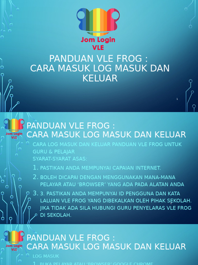 PANDUAN LOG MASUK DAN KELUAR VLE FROG | PDF