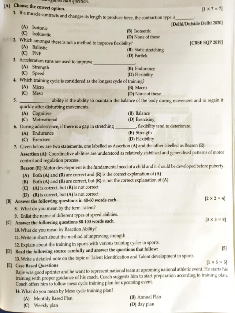 PYQ_S CH_10 | PDF | Flexibility (Anatomy) | Muscle Contraction