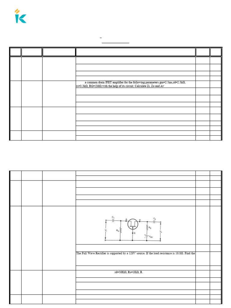 EC I Assignment II | PDF | Amplifier | Rectifier