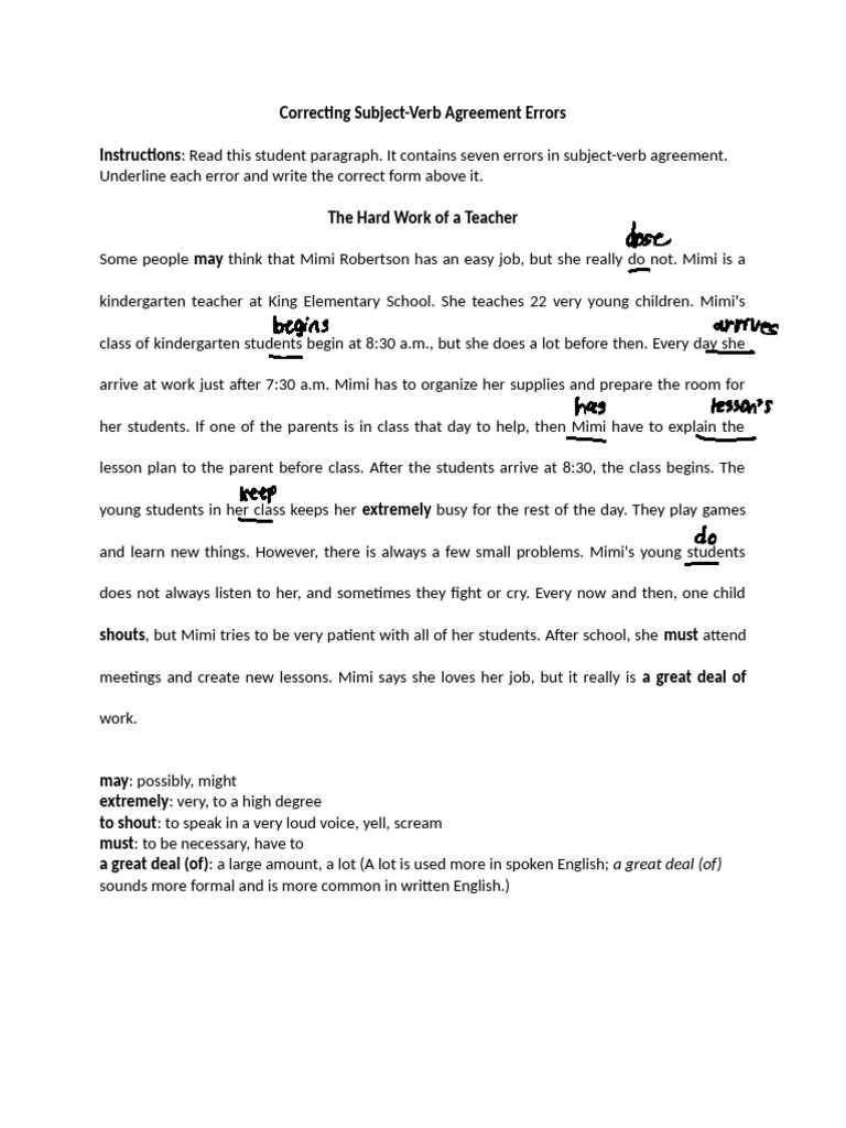SS - Subject Verb Agreement - Error Correction-1 | PDF