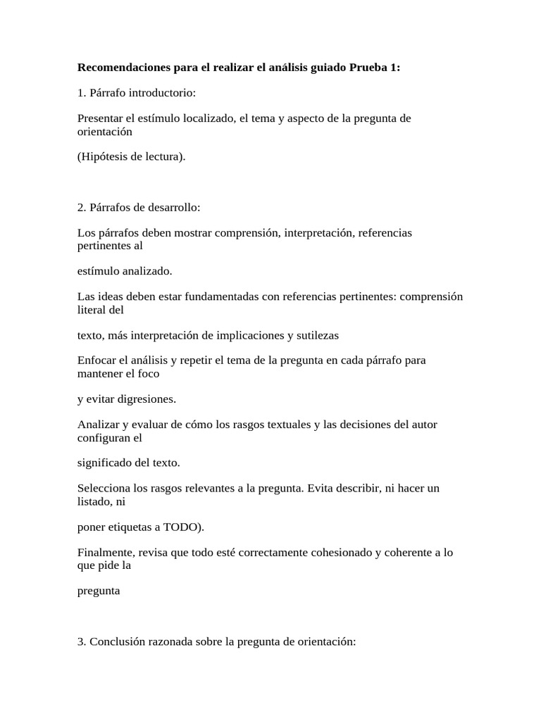 RECOMENDACIONES PRA LA PRUEBA 1 y 2 | PDF
