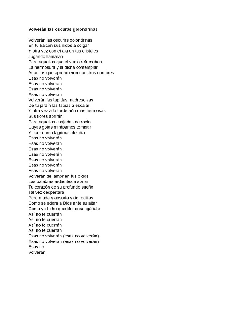 Volverán Las Oscuras Golondrinas | PDF