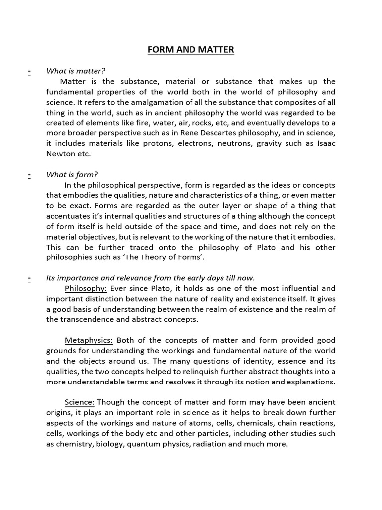 FORM AND MATTER | PDF