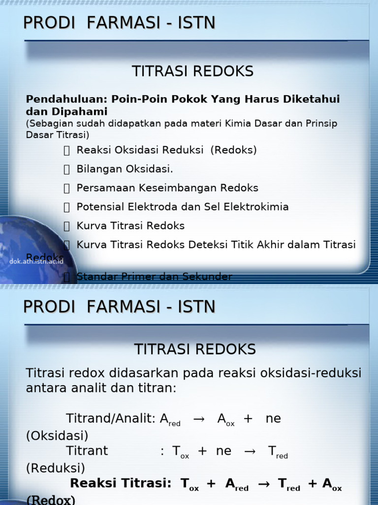 @-1. Titrasi Redoks | PDF | Titration | Chemistry