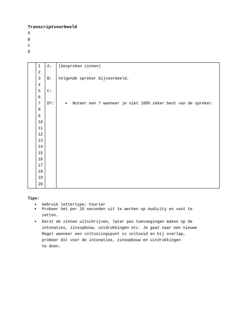 Transcript Voorbeeld | PDF