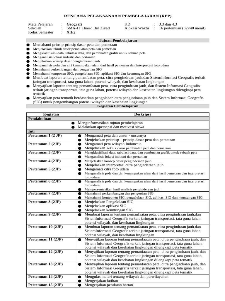 RPP 3 Tata Guna Lahan Dan Transportasi XII | PDF