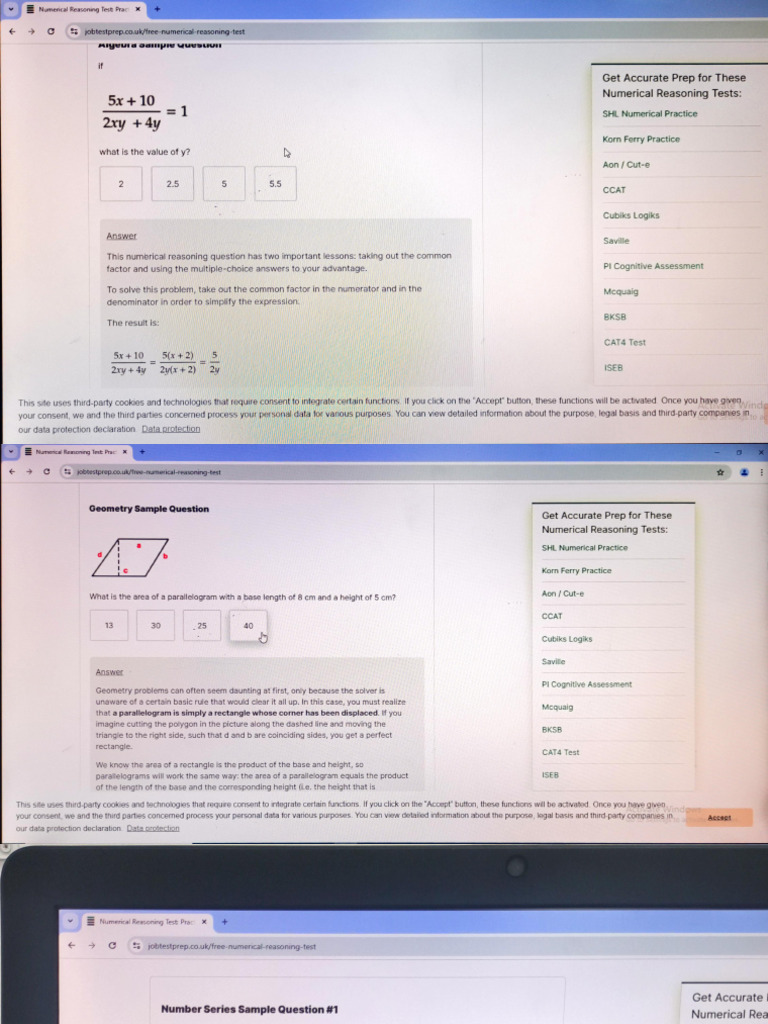 Numerical Reasoning Test | PDF | Area | Rectangle