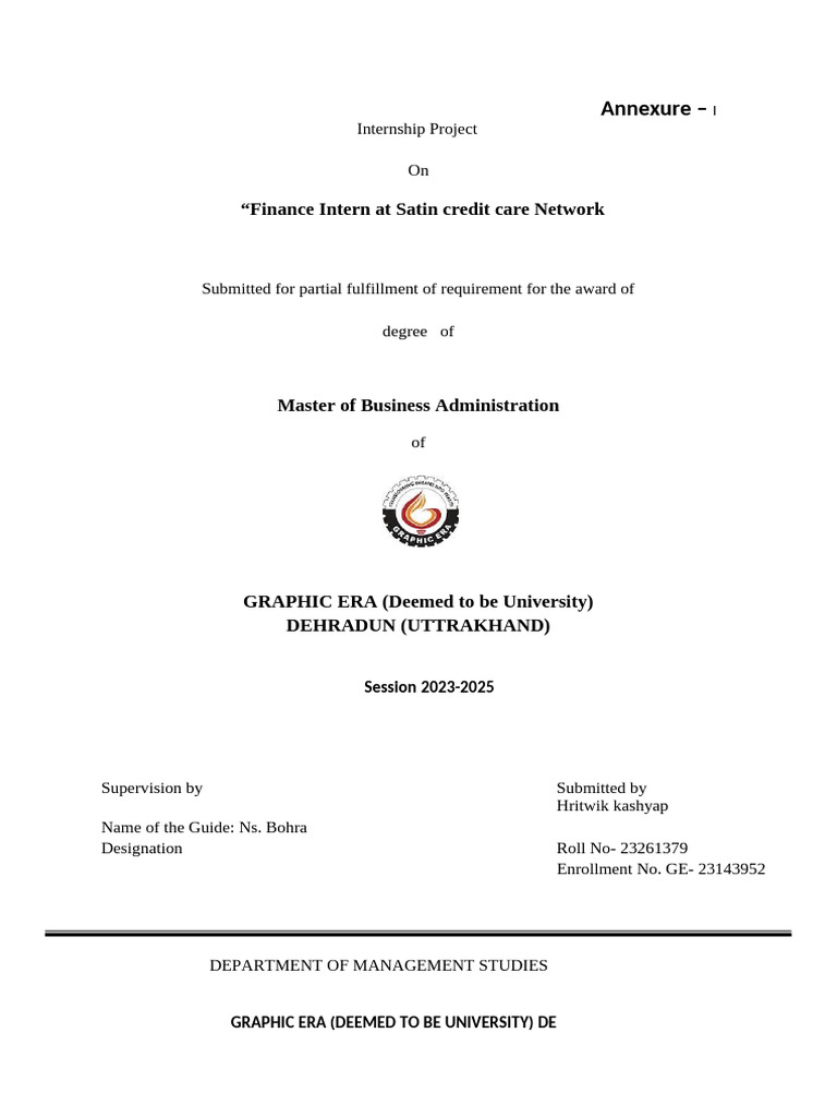 Finance Internship Report: Satin Creditcare | PDF | Investment Fund ...