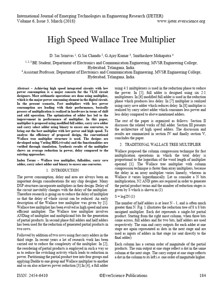 wallace_tree_IJETER | PDF | Arithmetic | Computer Engineering