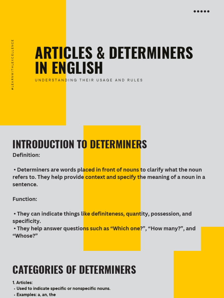 Articles & Determiners LX PDF | PDF | Syntax | Language Families