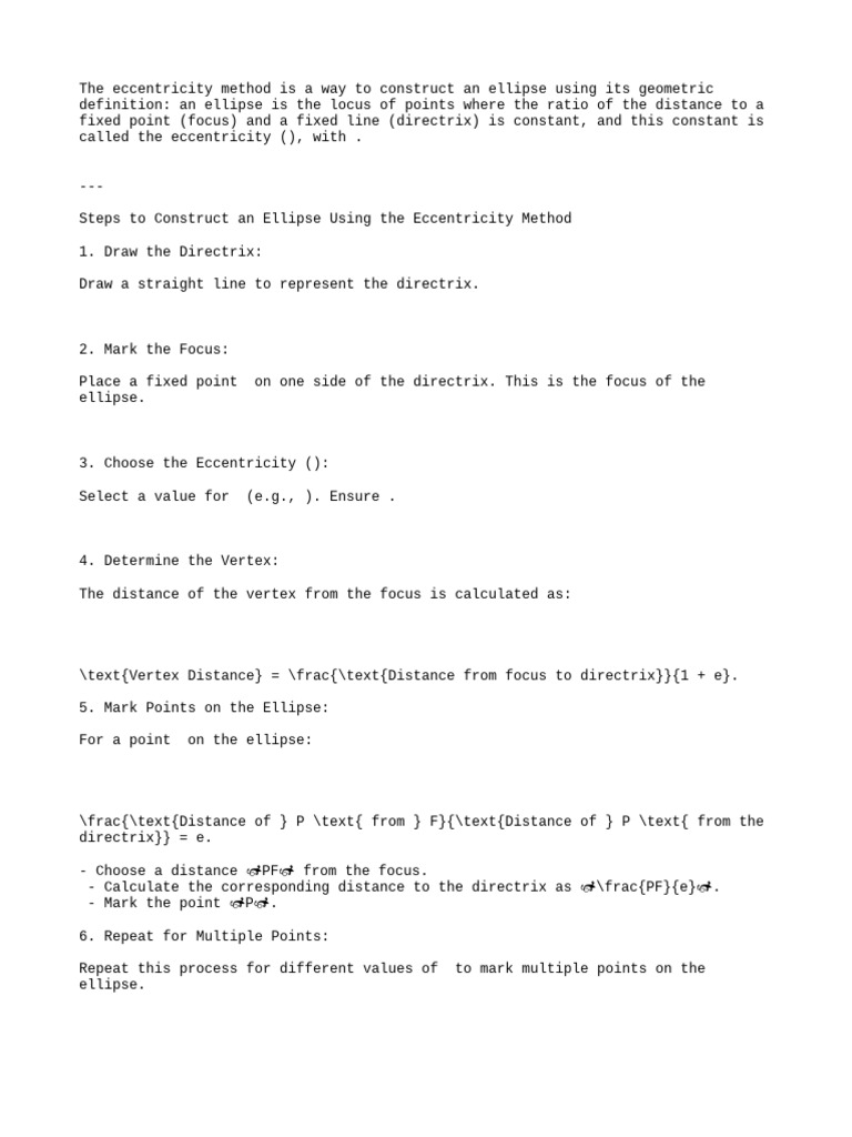 Eccentricity Method Of Construction Of Ellipse Pdf