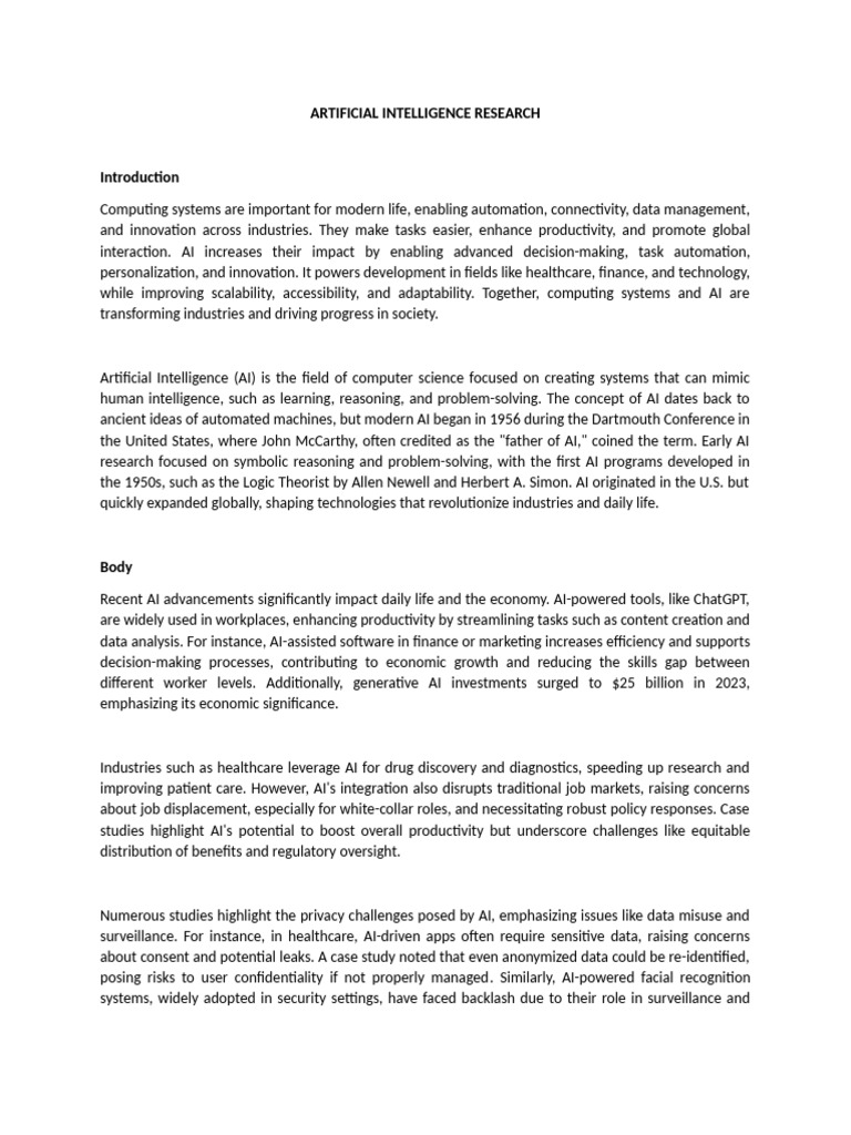 Artificial Intelligence Research | PDF | Artificial Intelligence ...
