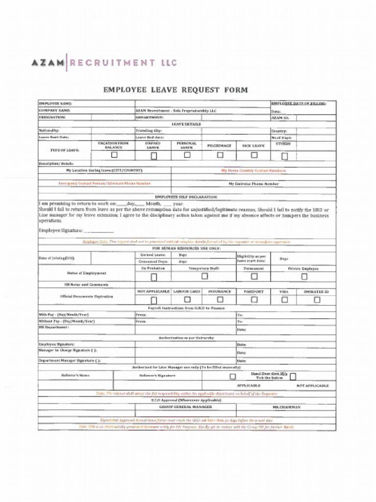 Employee Leave Request Form | PDF