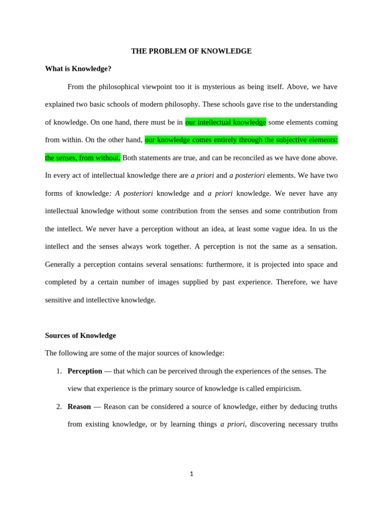 The Problem of Knowledge | PDF | Knowledge | Reason