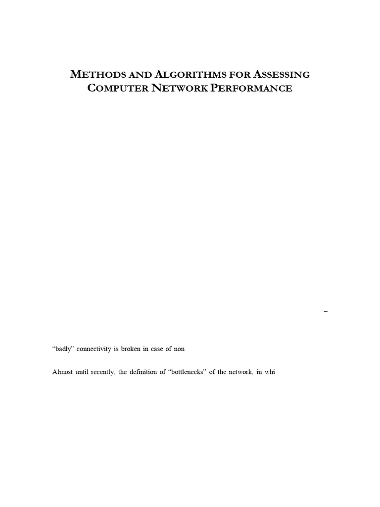 Methods And Algorithms For Assessing Computer Network Performance Pdf Reliability