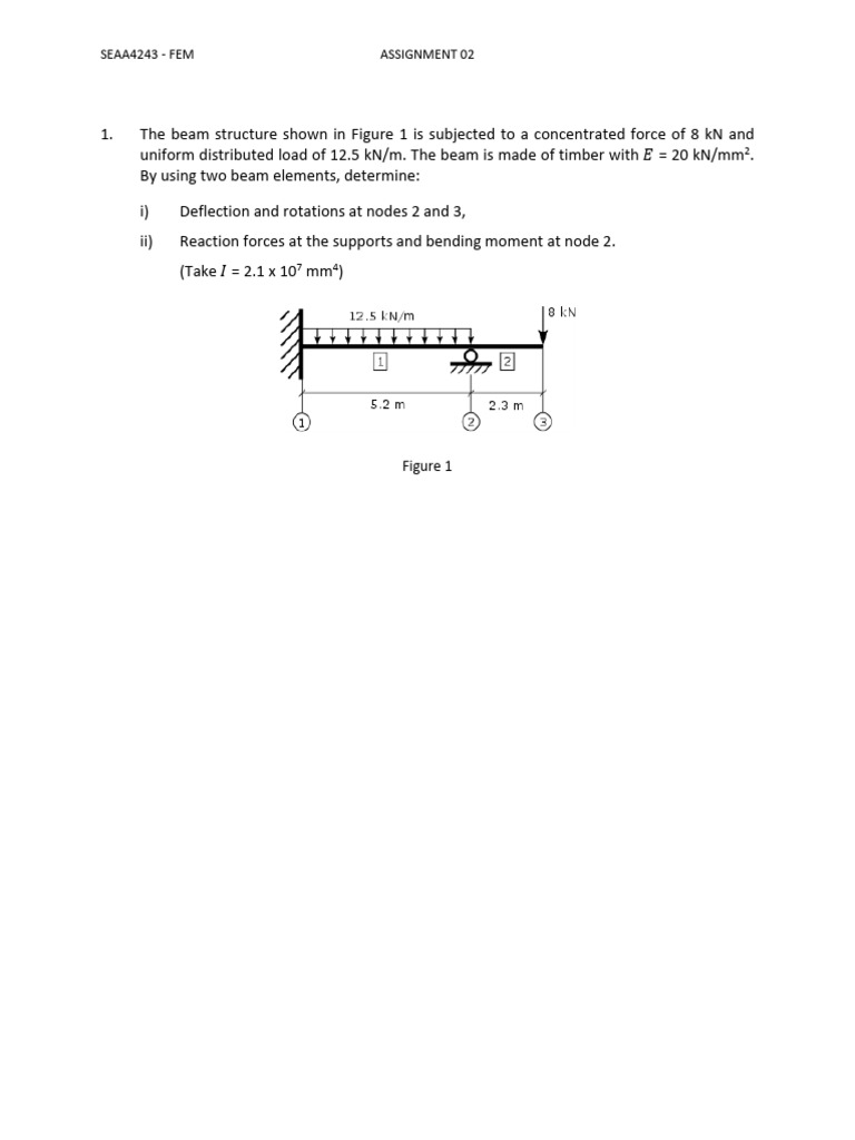 Assignment 02_FEM | PDF | Beam (Structure) | Matrix (Mathematics)