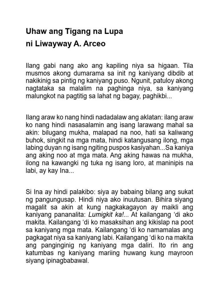 Uhaw Ang Tigang Na Lupa | PDF