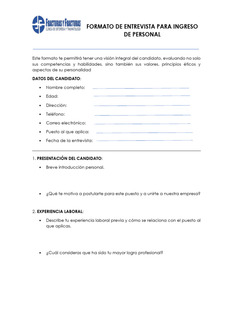 Formato de Entrevista para Candidatos | PDF | Business | Toma de decisiones