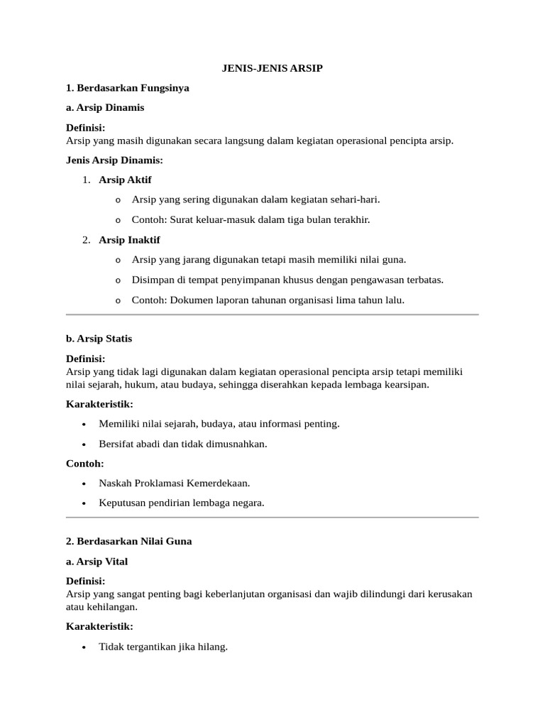 JENIS-JENIS Arsip, Lengkap! | PDF