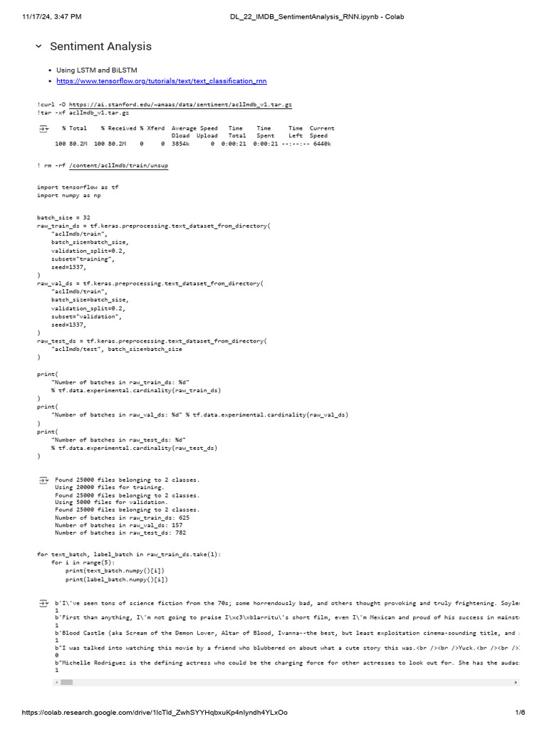 LSTM and BiLSTM Sentiment Analysis | PDF | Computer Science | Learning