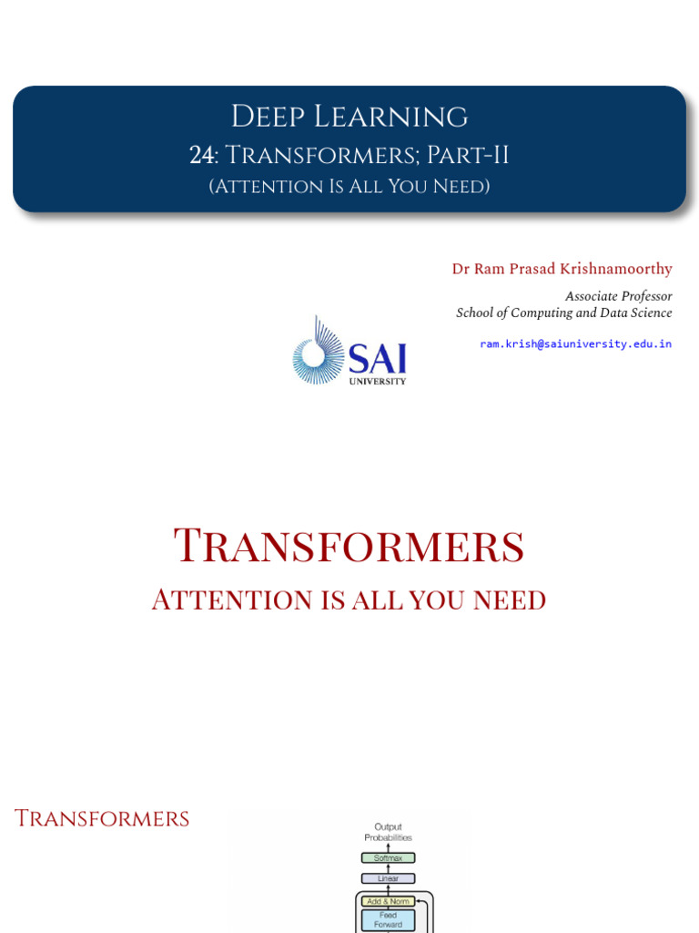 DL 24 Transformers Part-II | PDF | Learning | Artificial Intelligence