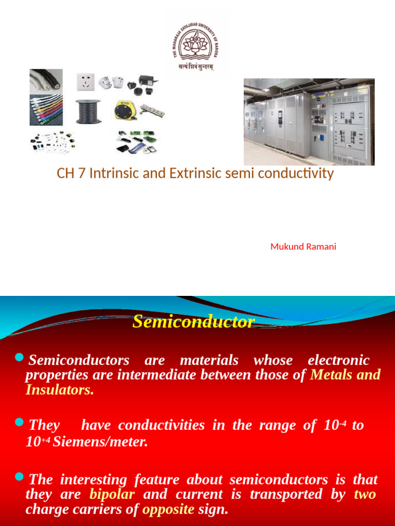 CH 7 Intrisic and Extrinsic semi conductivity | PDF | Semiconductors | Doping (Semiconductor)